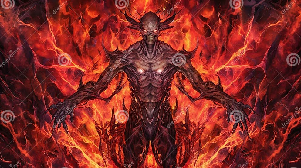 Devil In Flames Demon In The Fire Stock Illustration Illustration Of Diabolic Hellish 296244371