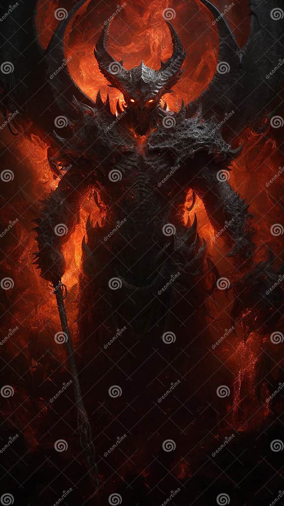 Devil in Flames. Demon in the Fire Stock Illustration - Illustration of ...