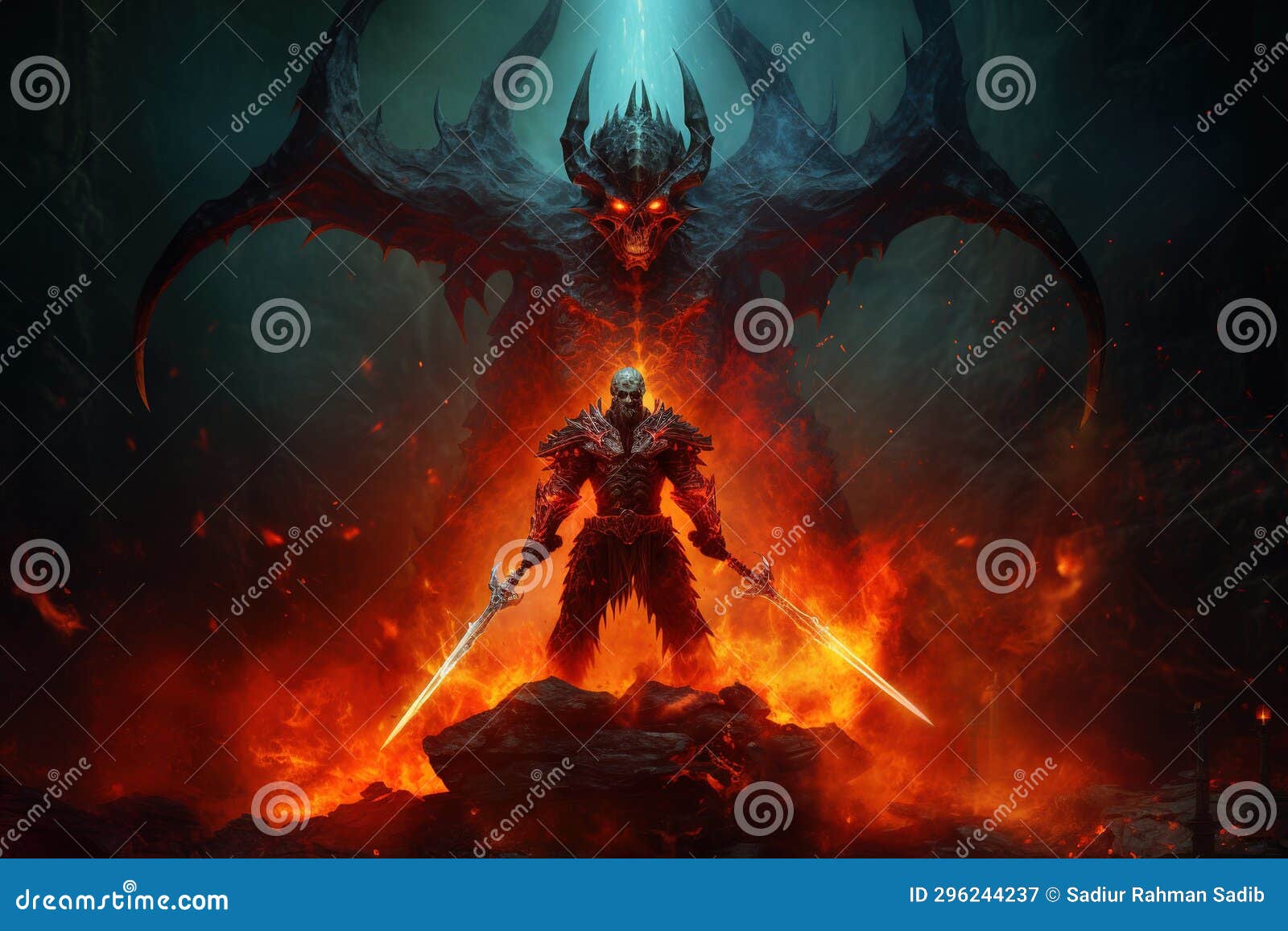 Devil in Flames. Demon in the Fire Stock Illustration - Illustration of ...