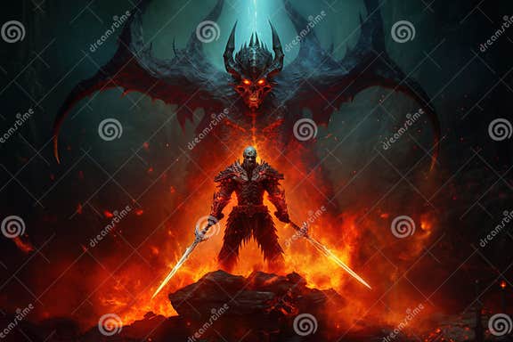 Devil in Flames. Demon in the Fire Stock Illustration - Illustration of ...