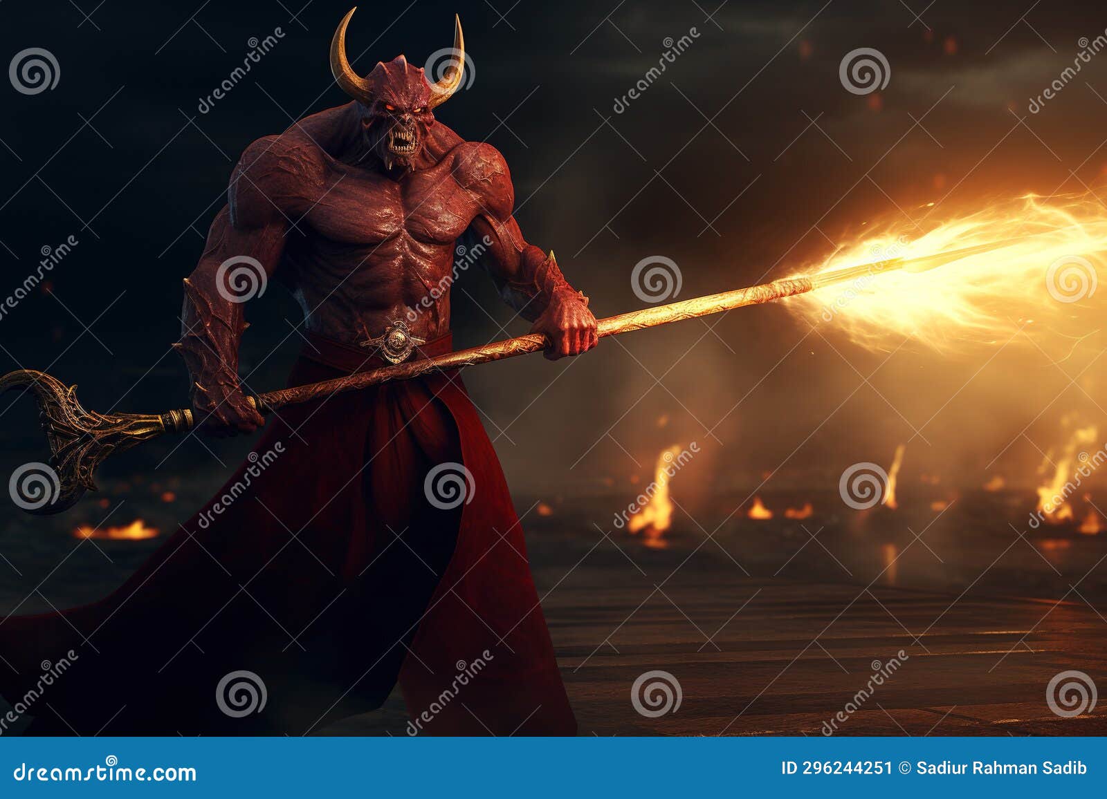 Devil in Flames. Demon in the Fire Stock Illustration - Illustration of ...