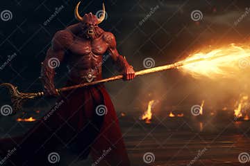 Devil in Flames. Demon in the Fire Stock Illustration - Illustration of ...