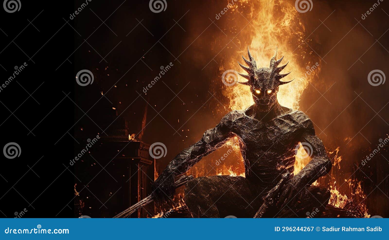 Devil in Flames. Demon in the Fire Stock Illustration - Illustration of ...