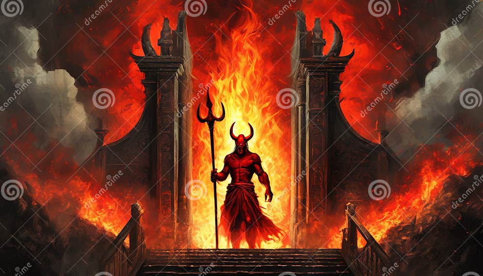 Devil in flames of hell stock illustration. Illustration of suitable ...