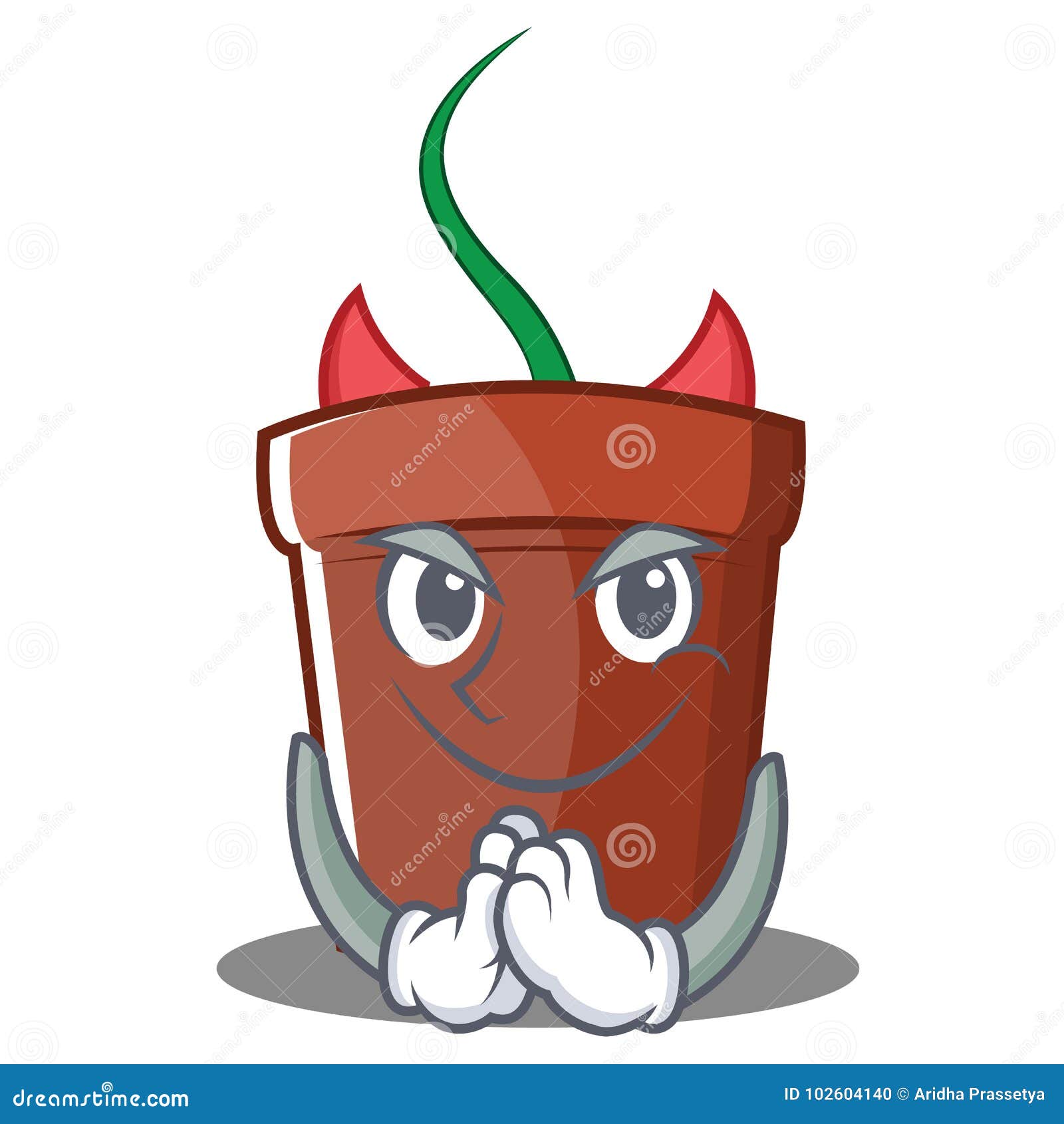 Devil Flower Pot Character Cartoon Stock Vector - Illustration of happy ...