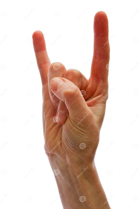 Devil gesture on white stock photo. Image of metal, hand - 23430858