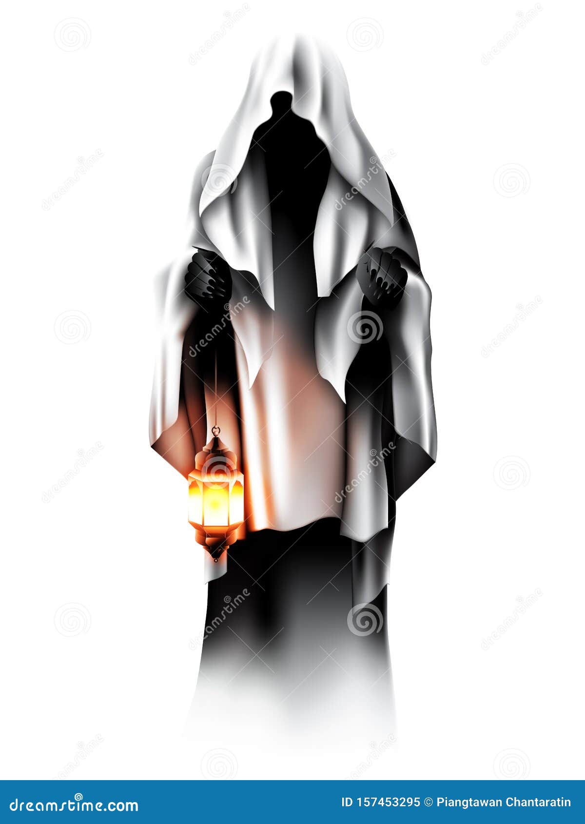 Ghost And Old Lamp Cartoon Vector Illustration | CartoonDealer.com ...