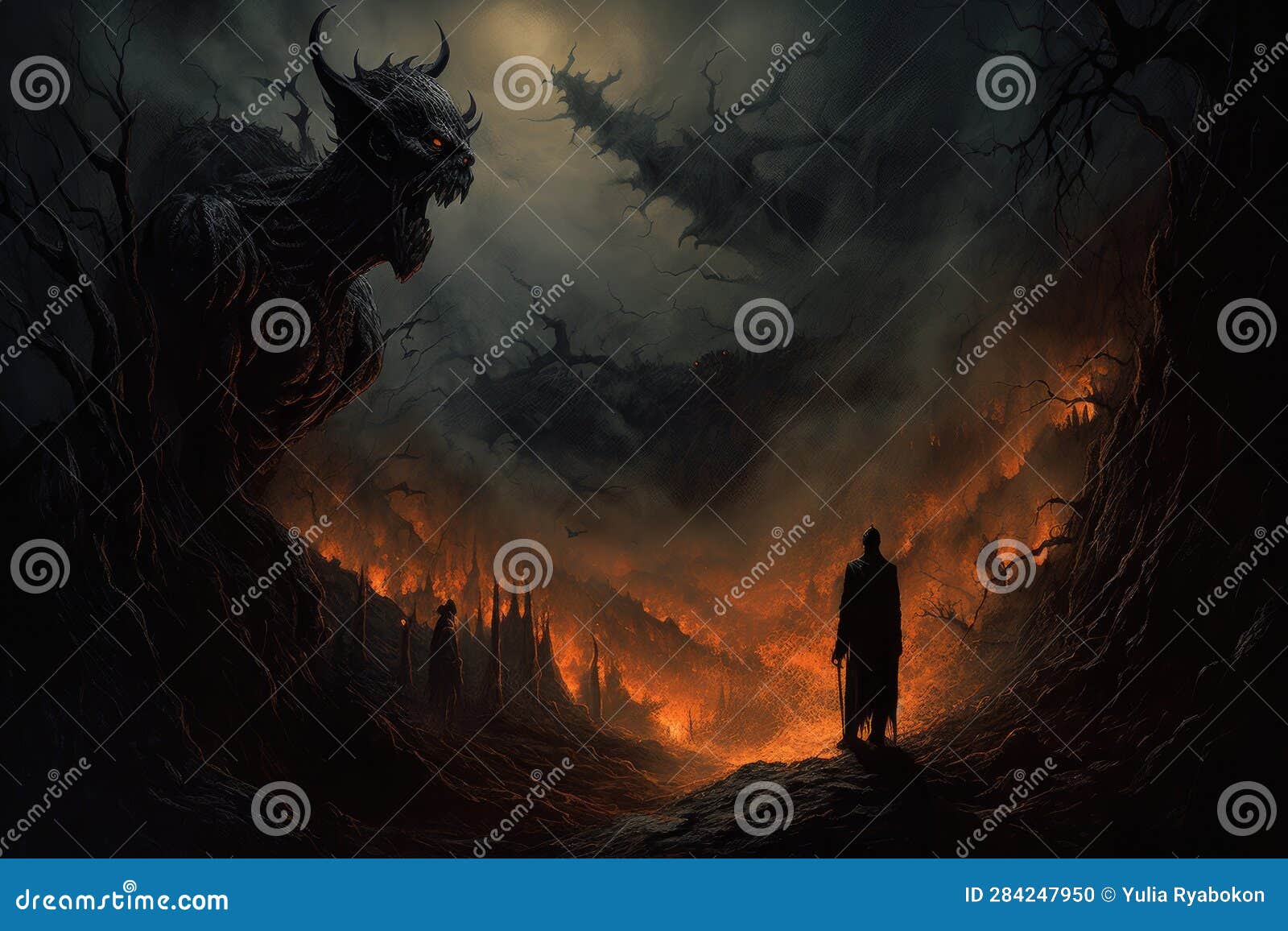 Devil Giant Fire. Generate Ai Stock Illustration - Illustration of ...