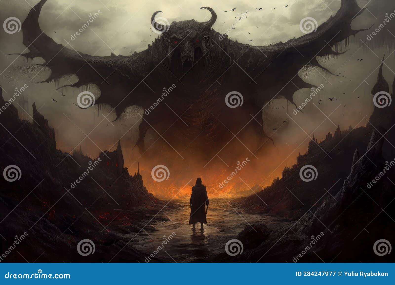 Devil Giant Fire Scary Man. Generate Ai Stock Illustration ...