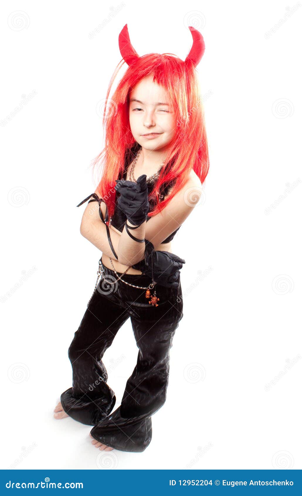 Devil Girl. Devils Carnival Costume Stock Photo - Image of teenagers ...