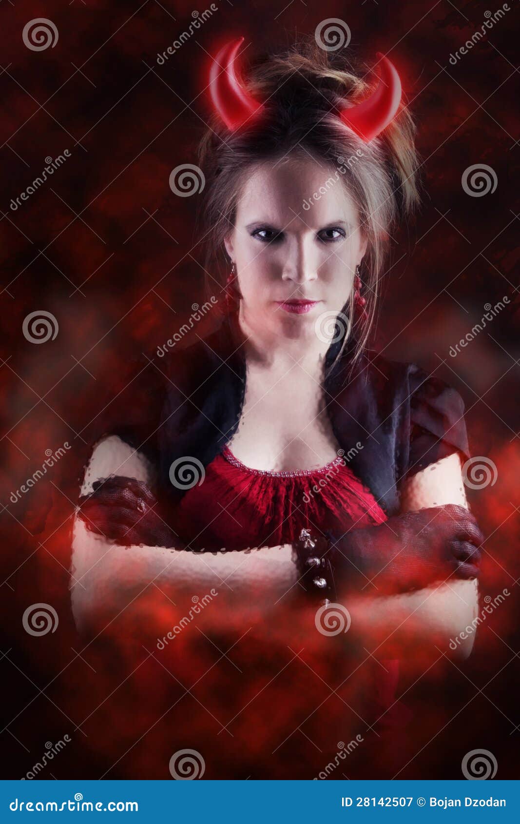 Devil Girl with Fire Effect Stock Image - Image of horns, beautiful ...