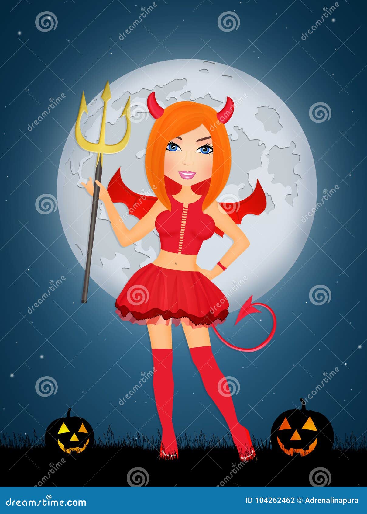 Devil girl of Halloween stock illustration. Illustration of funny ...