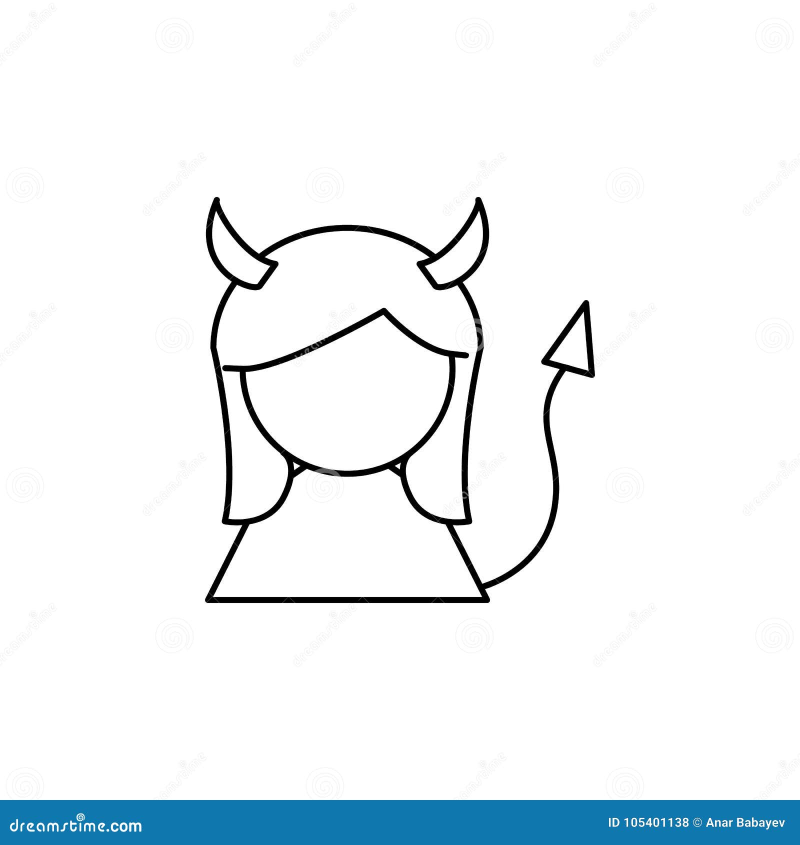 Devil girl line icon stock illustration. Illustration of fashion ...