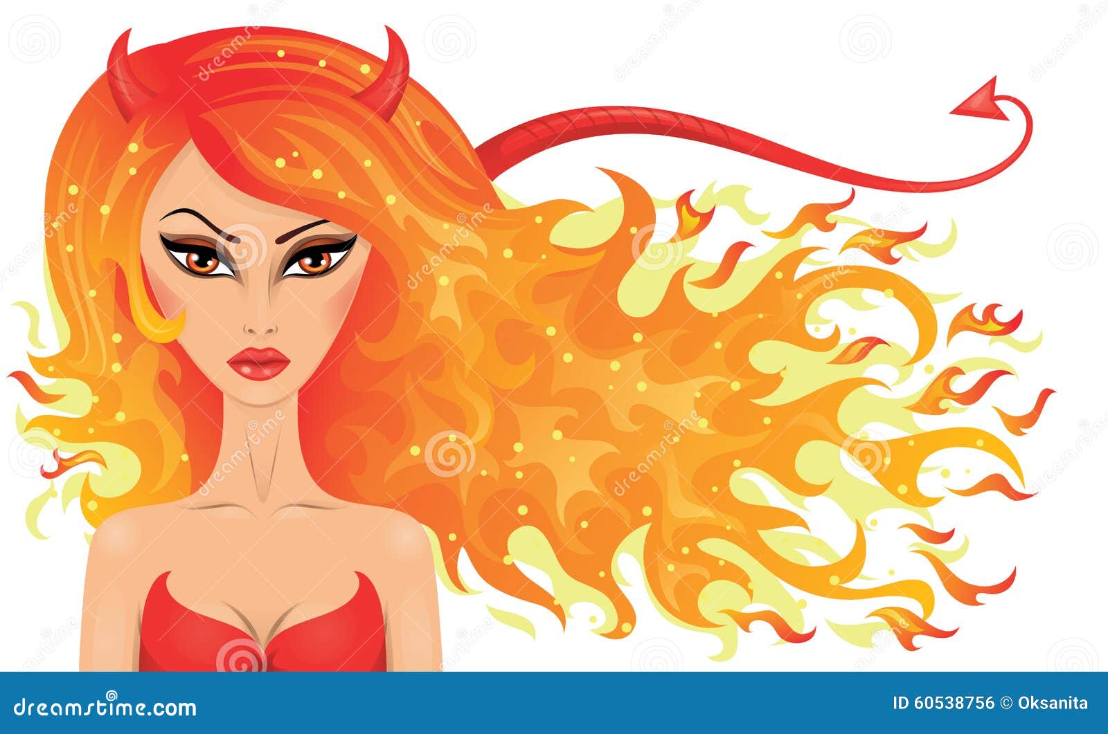 Devil girl. stock vector. Illustration of horror, hell - 60538756