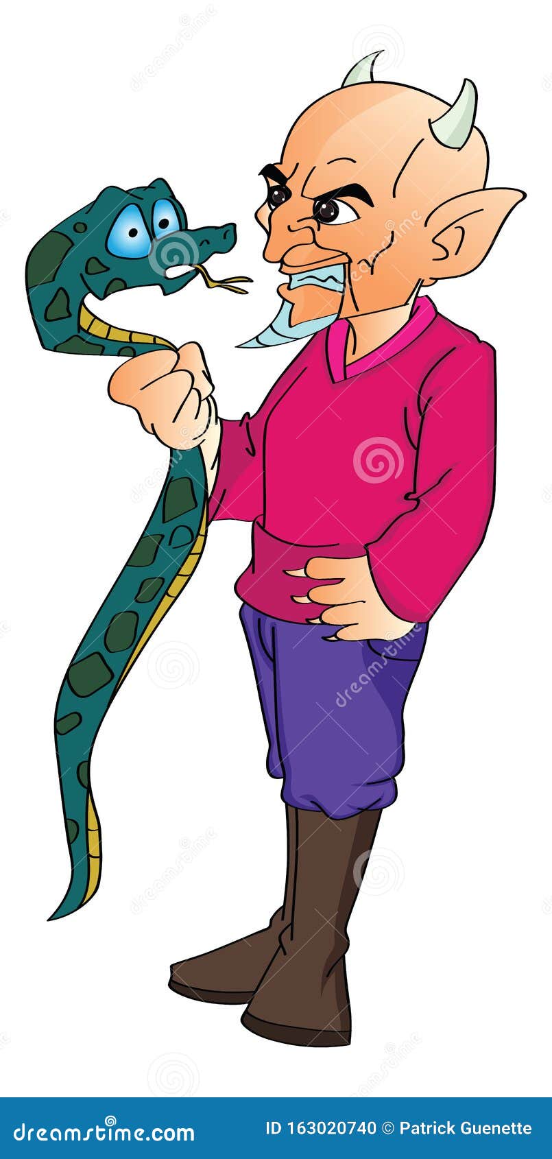 Devil Grabbing a Snake, Illustration Stock Vector - Illustration of ...