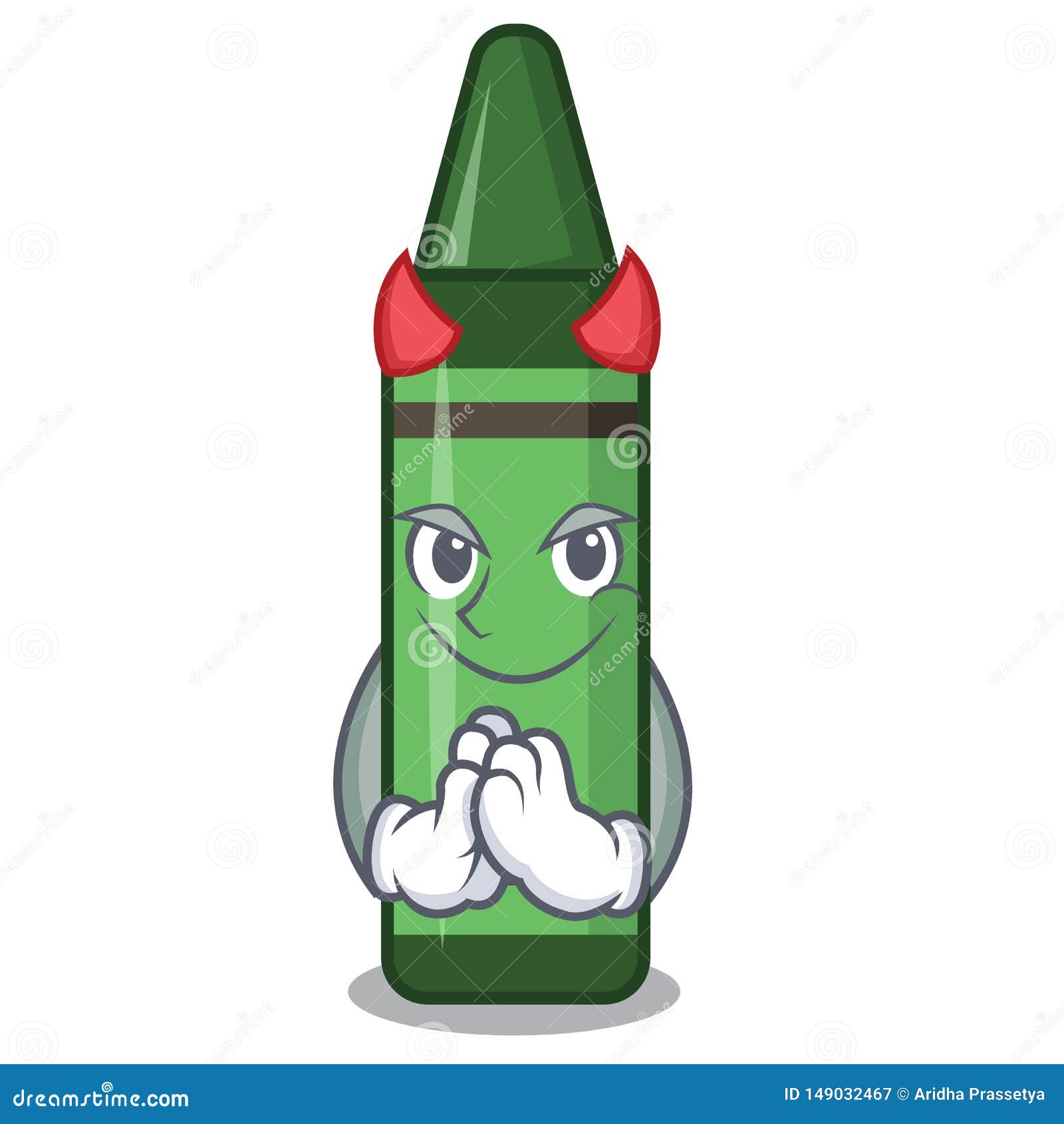 Devil Green Crayon in the Mascot Shape Stock Vector - Illustration of ...