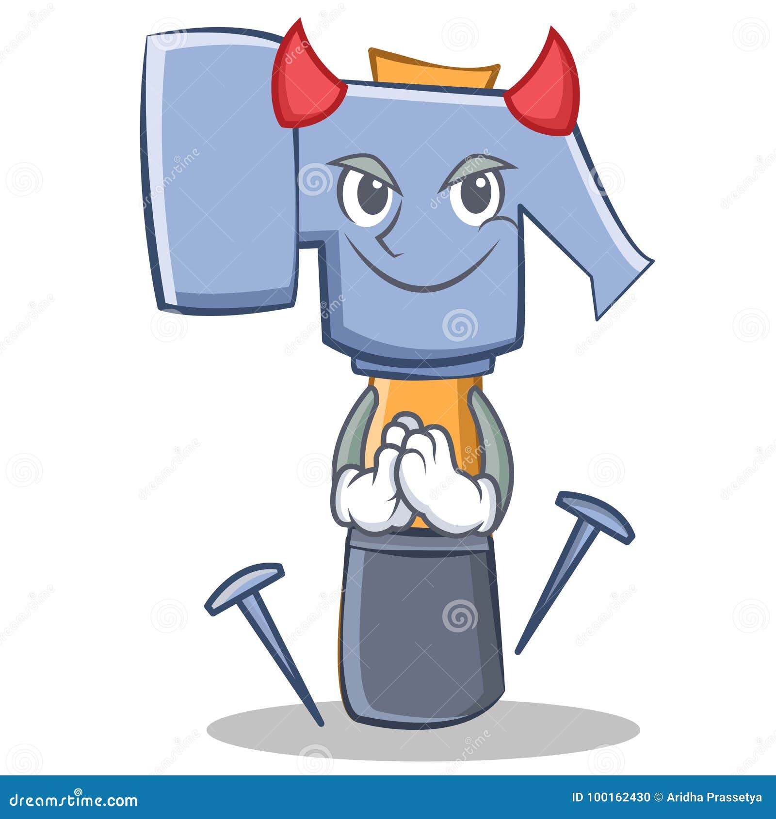 Devil Hammer Character Cartoon Emoticon Stock Vector - Illustration of ...
