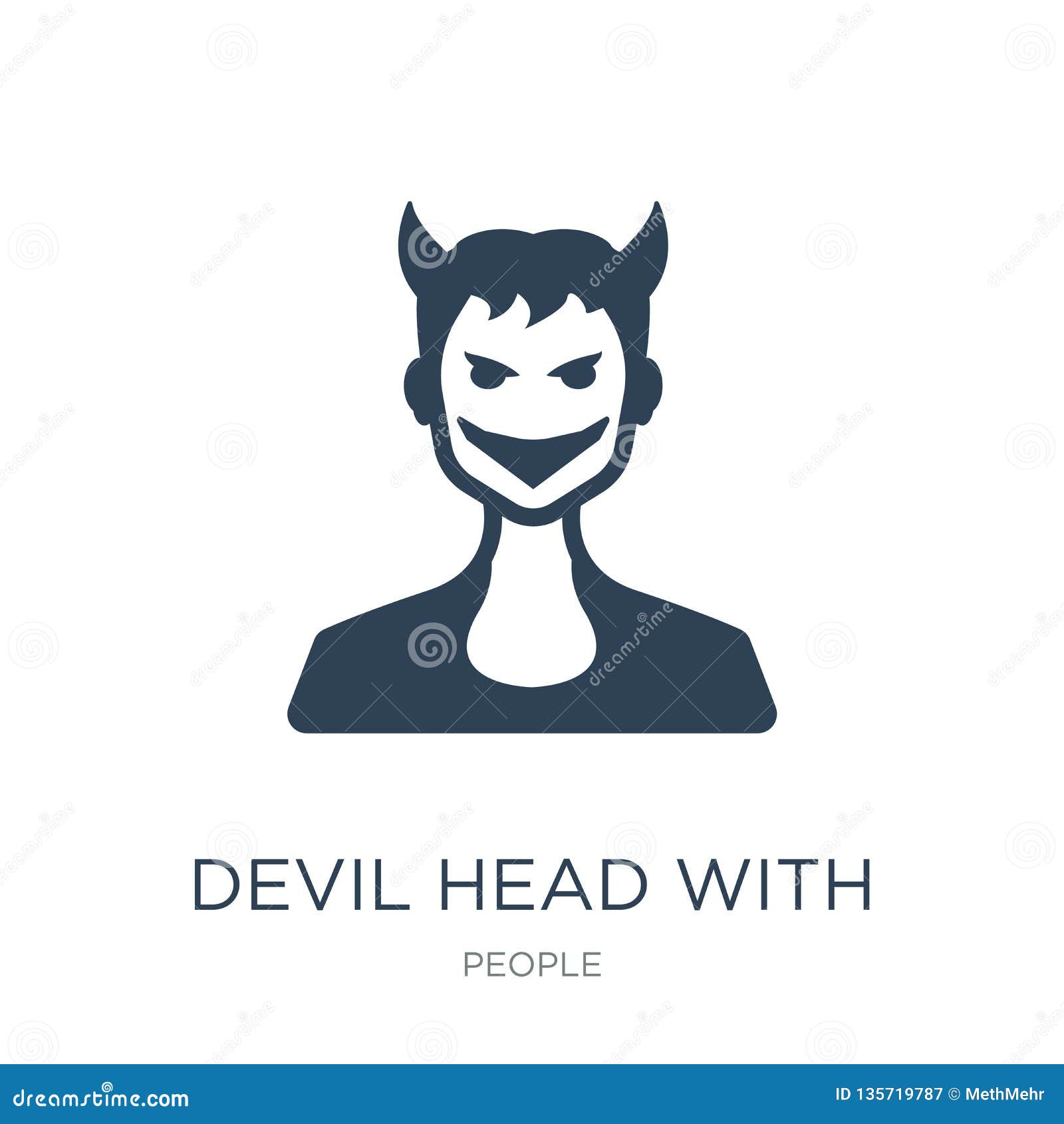 Devil Head with Horns Icon in Trendy Design Style. Devil Head with ...