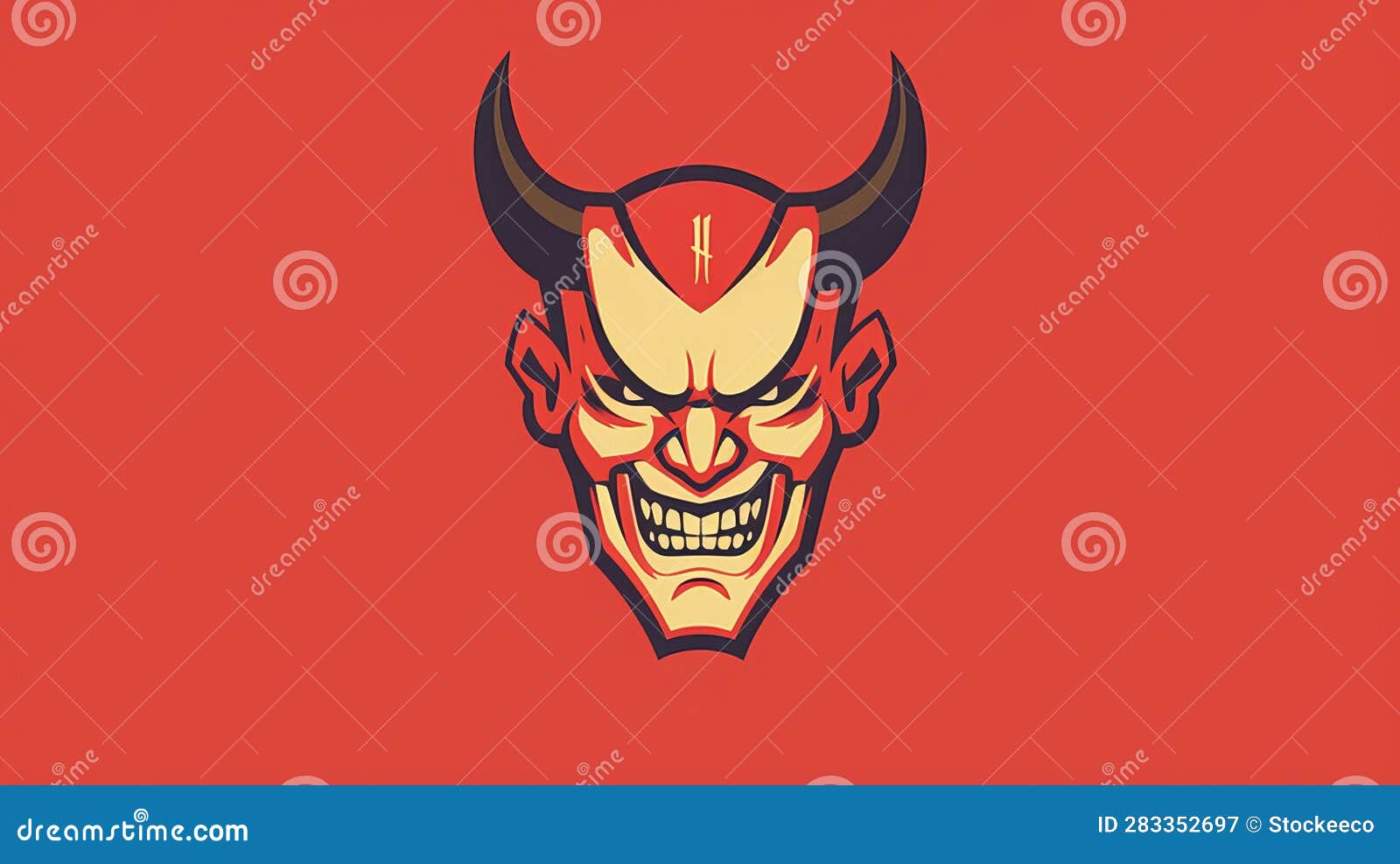 Minimalist Devil Head Logo with Three Colors Stock Illustration - Illustration of animation ...