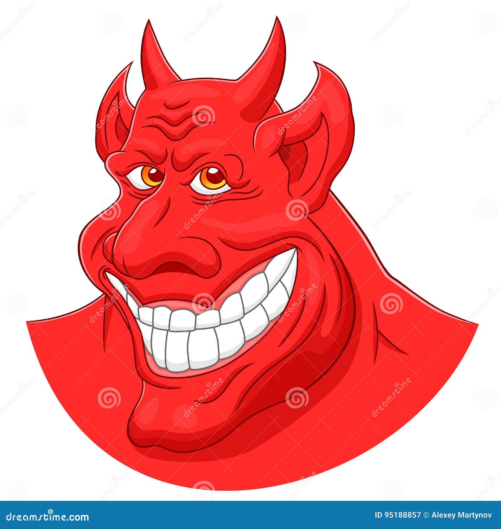 Devil Head Or Lucifer Demon Face With Horns Vector Illustration ...