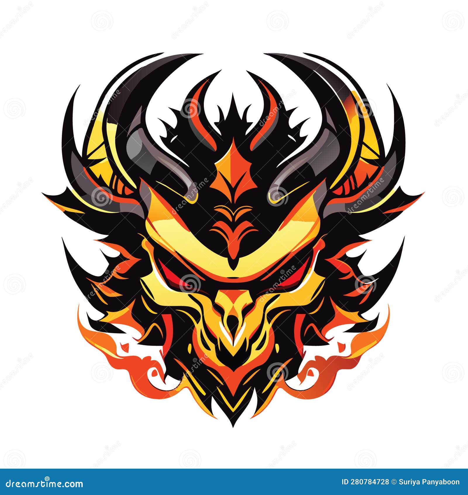 Devil Face with Fire Vector Illustration Stock Vector - Illustration of ...