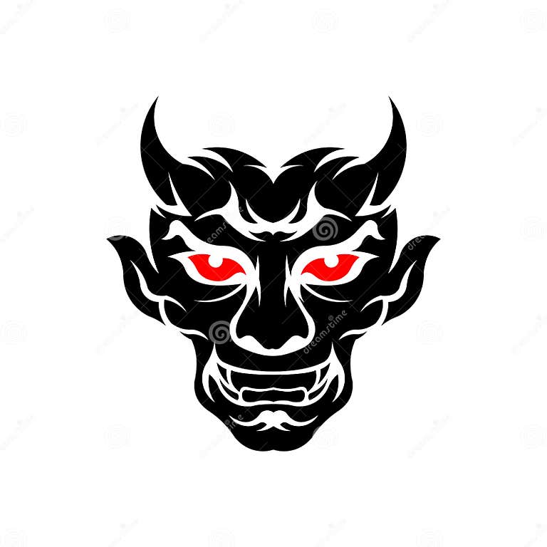 Devil Head or Lucifer Demon Face Stock Vector - Illustration of ...