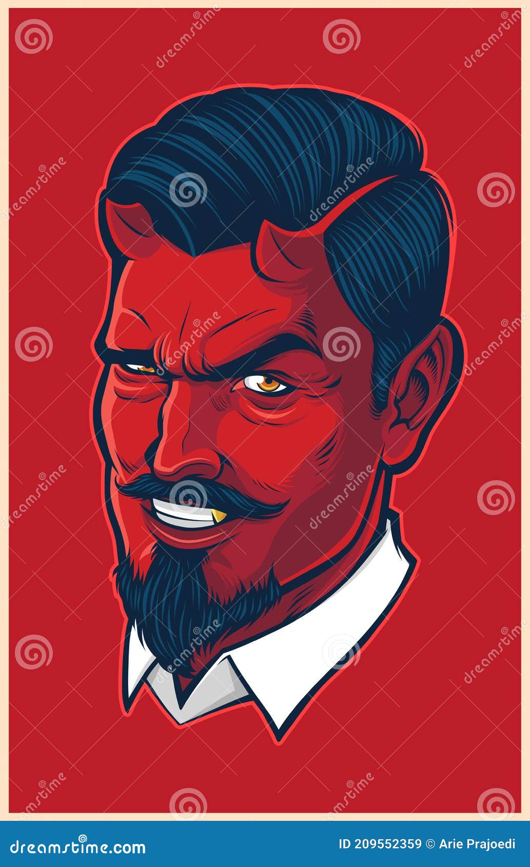 Devil Head Mascot with Slick Hair Stock Illustration - Illustration of ...