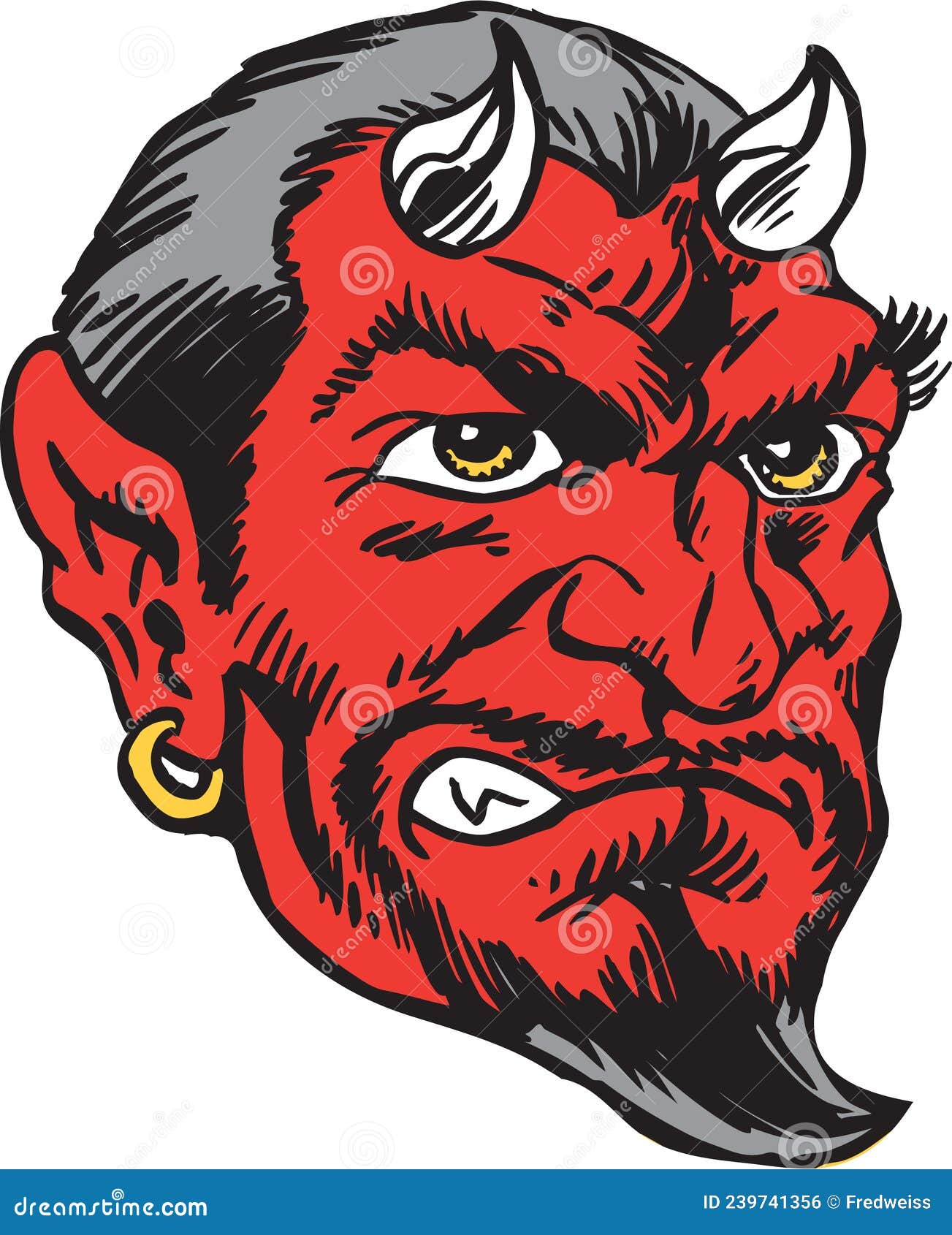 Devil Head Vector Illustration Stock Vector - Illustration of satan ...