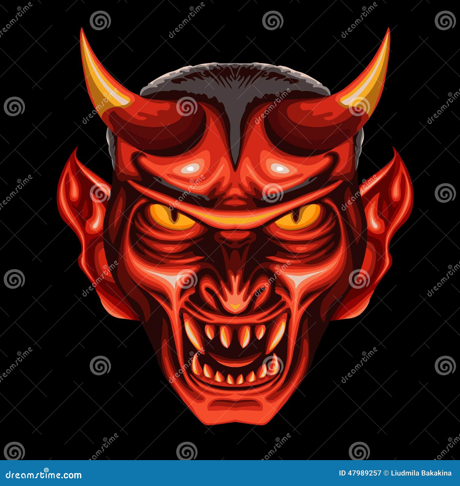 Devil head stock vector. Illustration of face, fang, satan - 47989257