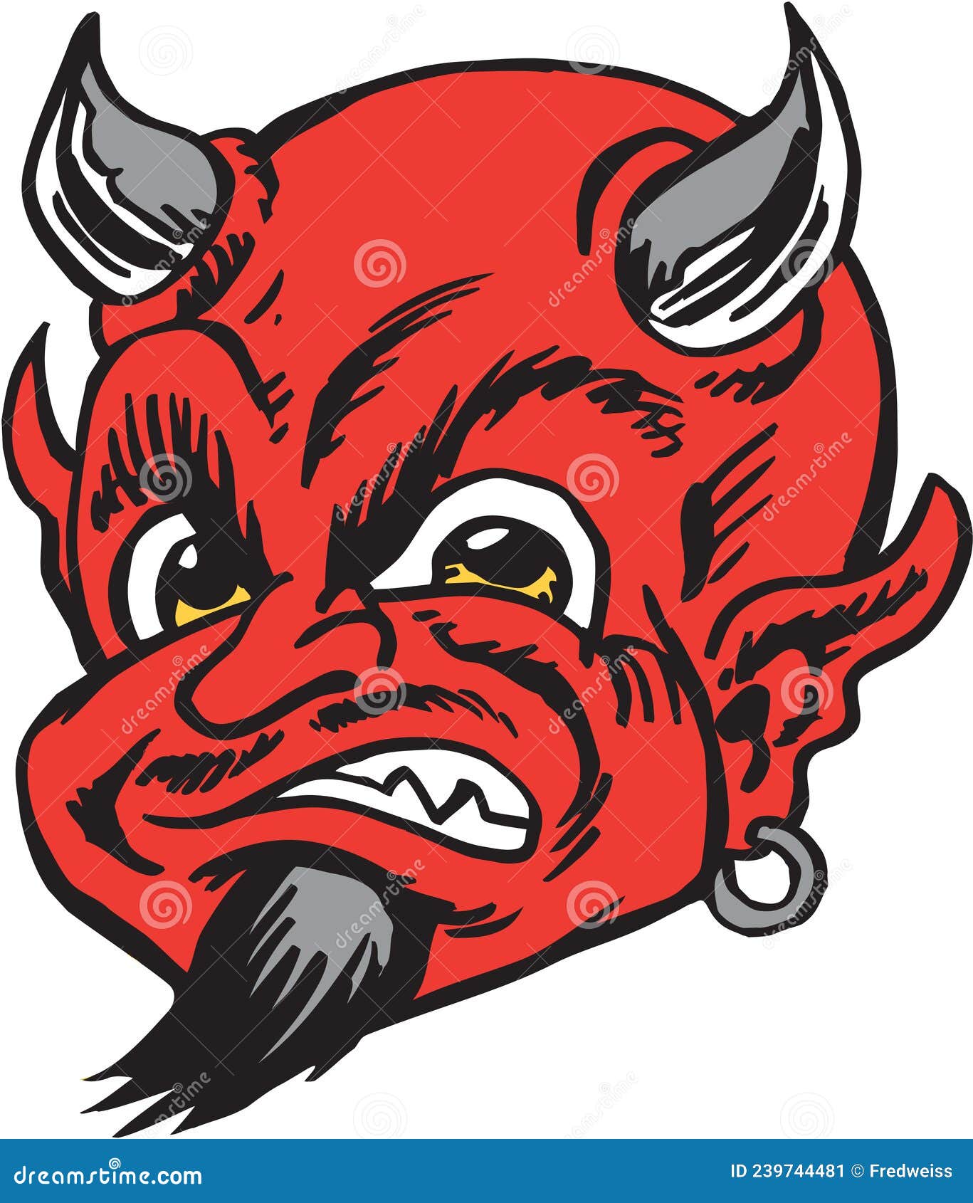 Devil Head Vector Illustration Stock Vector - Illustration of horn ...
