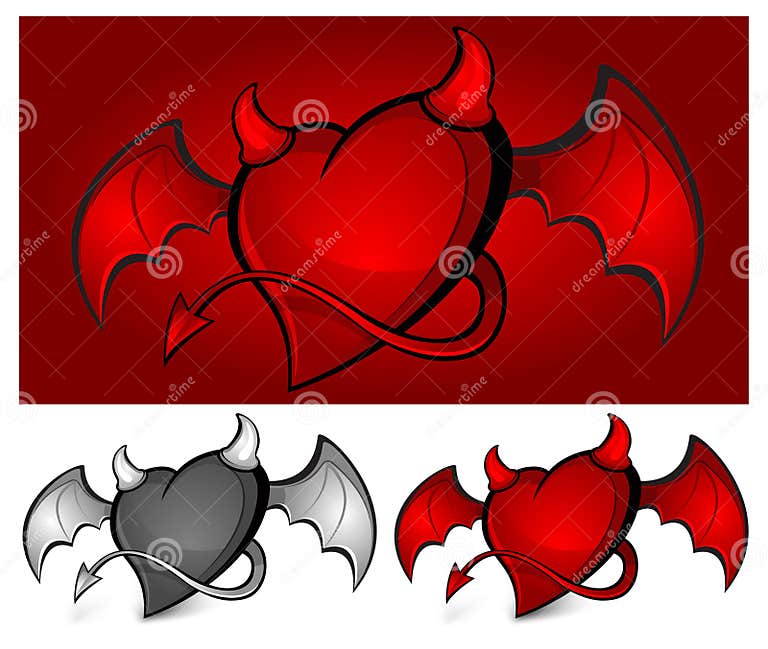 Devil heart stock vector. Illustration of horn, valentines - 17211511