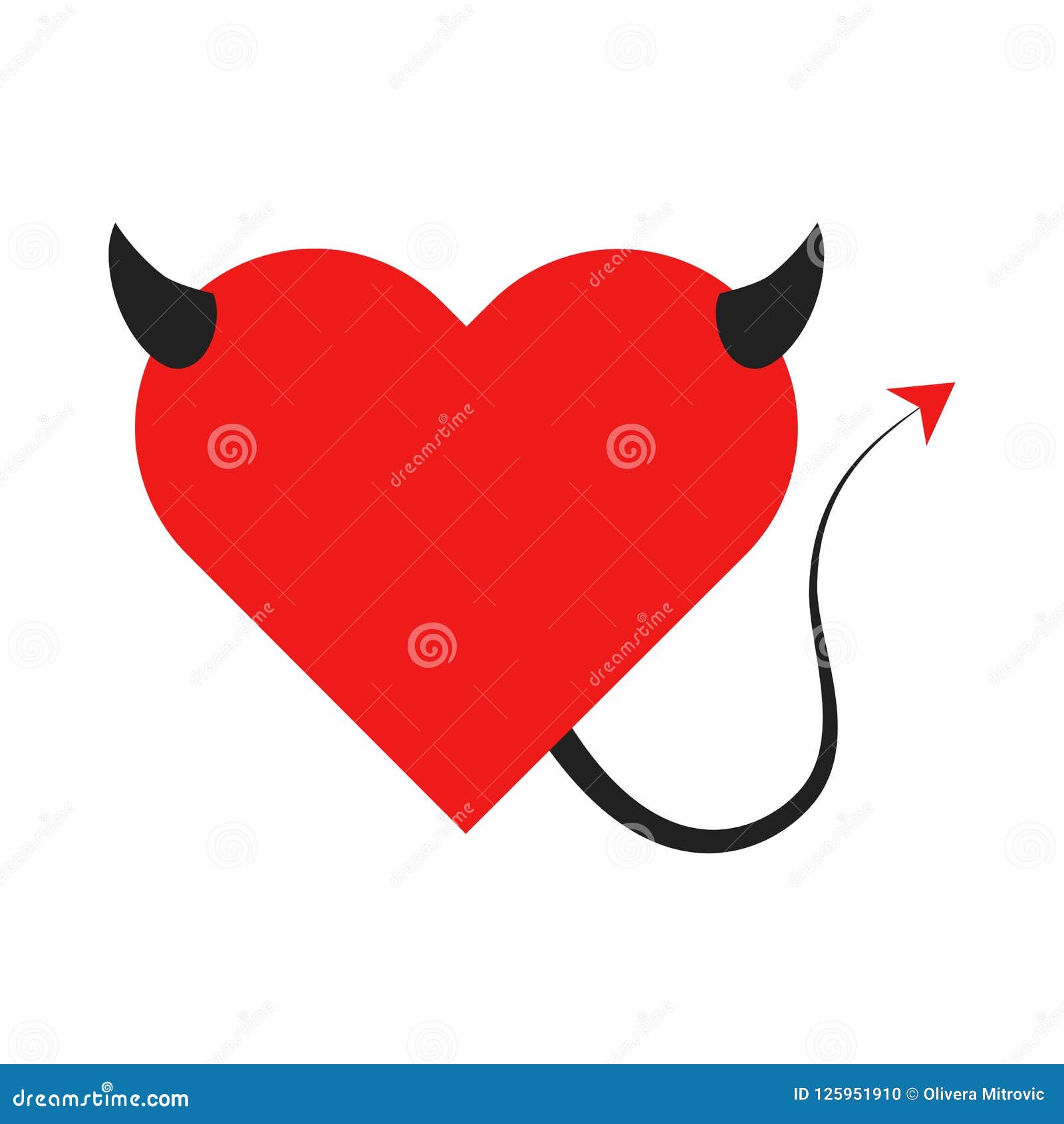 Devil Heart with Horns and a Tail Stock Vector - Illustration of design ...