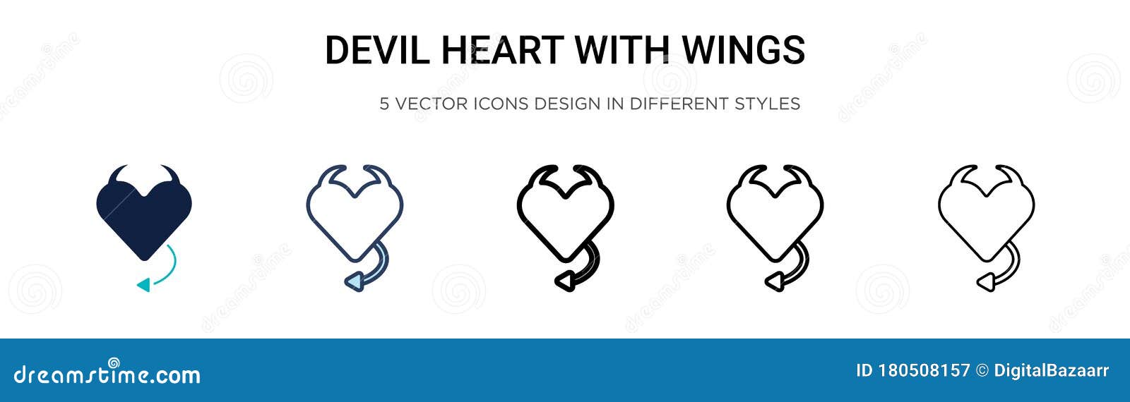Devil Heart with Wings Icon in Filled, Thin Line, Outline and Stroke ...