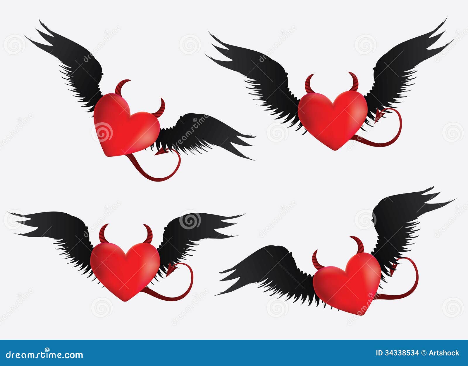 Devil hearts set stock vector. Illustration of evil, dating - 34338534