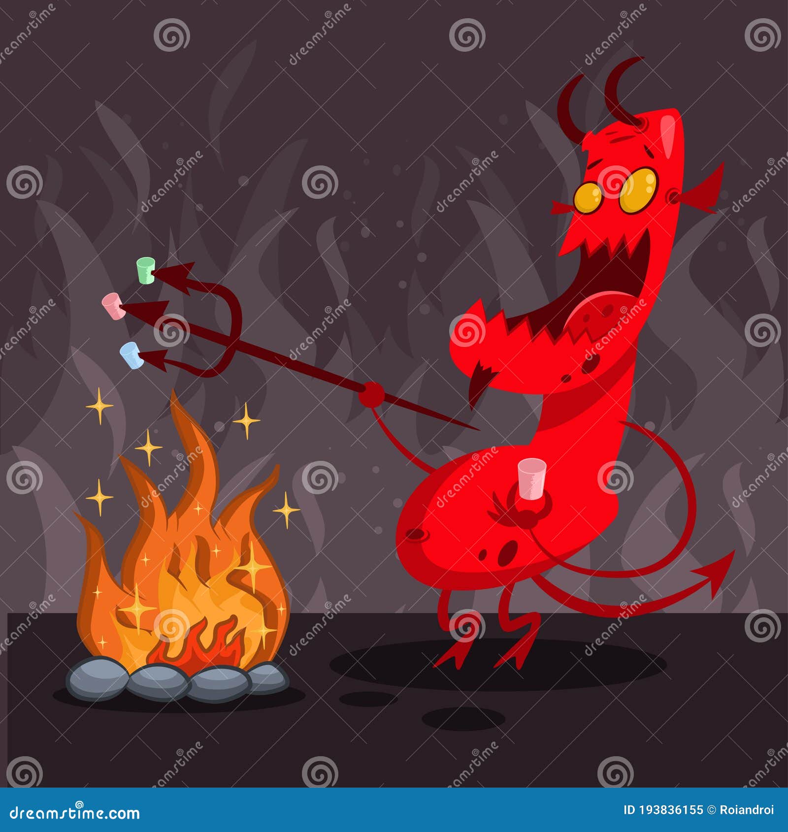 Devil in Hell Cartoon Character Vector Stock Vector - Illustration of ...