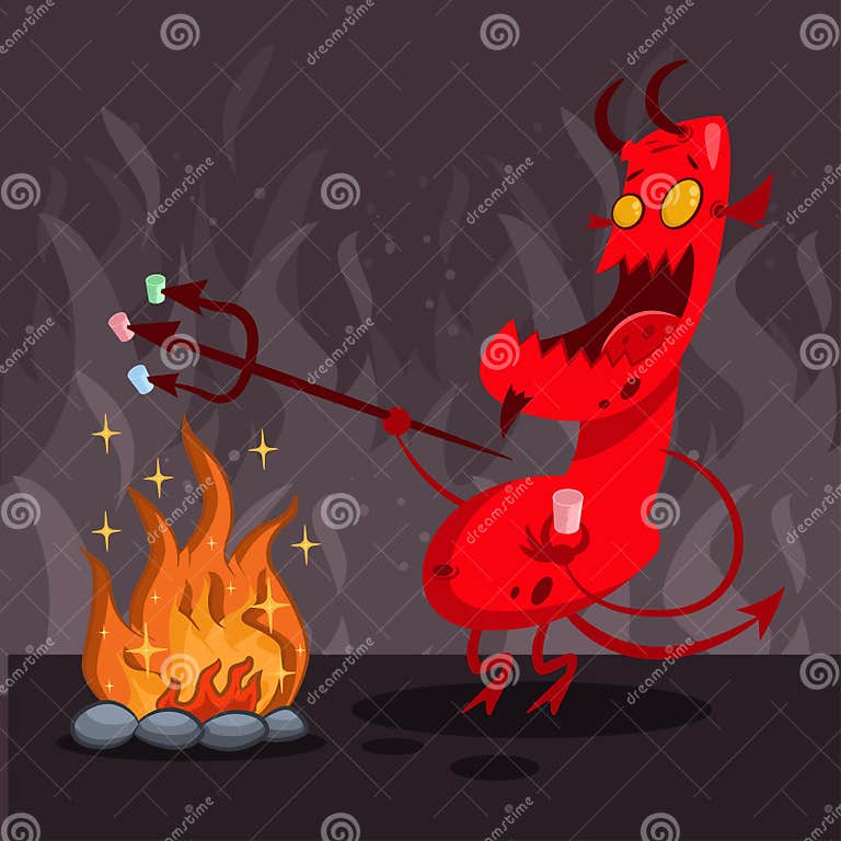 Devil in Hell Cartoon Character Vector Stock Vector - Illustration of ...