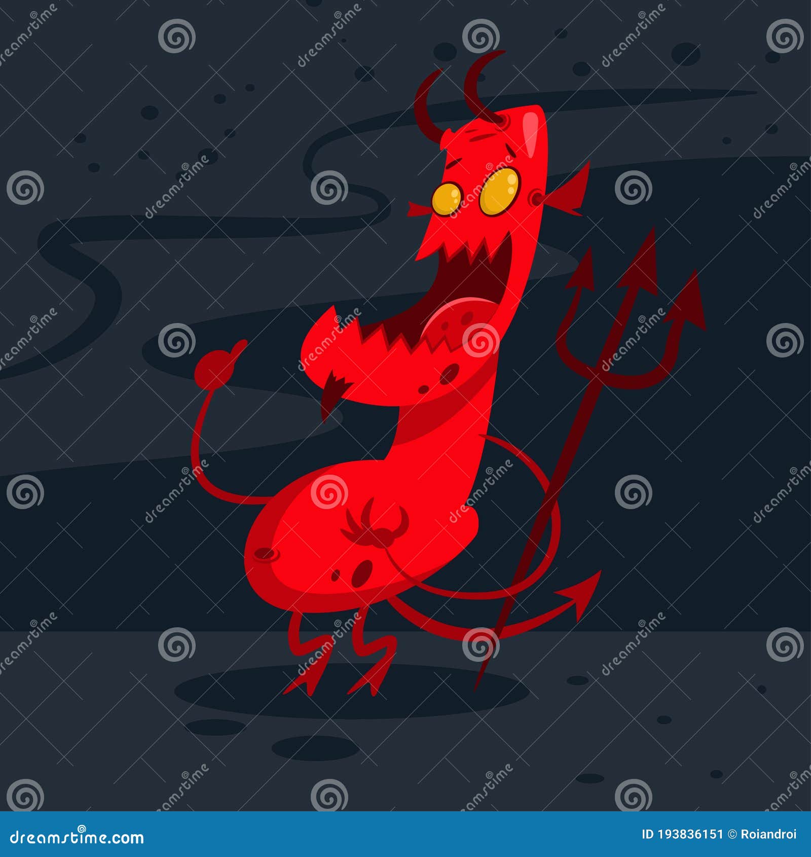Devil in Hell Cartoon Character Vector Stock Vector - Illustration of ...
