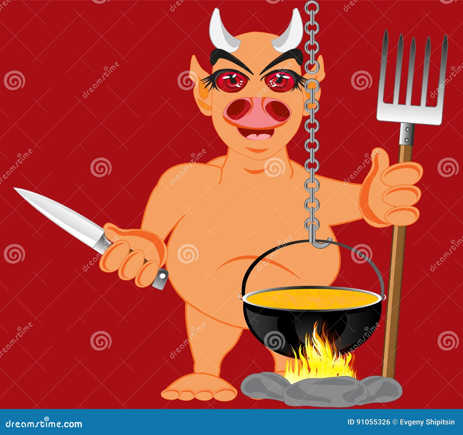 Devil in hell stock vector. Illustration of vector, death - 91055326