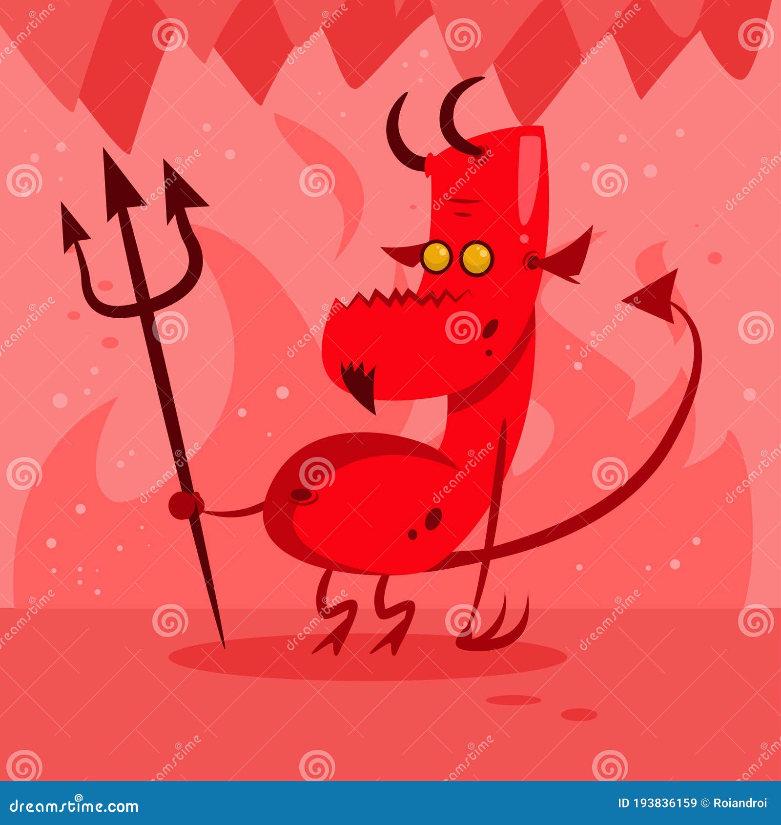 Devil in Hell Cartoon Character Vector Stock Vector - Illustration of ...
