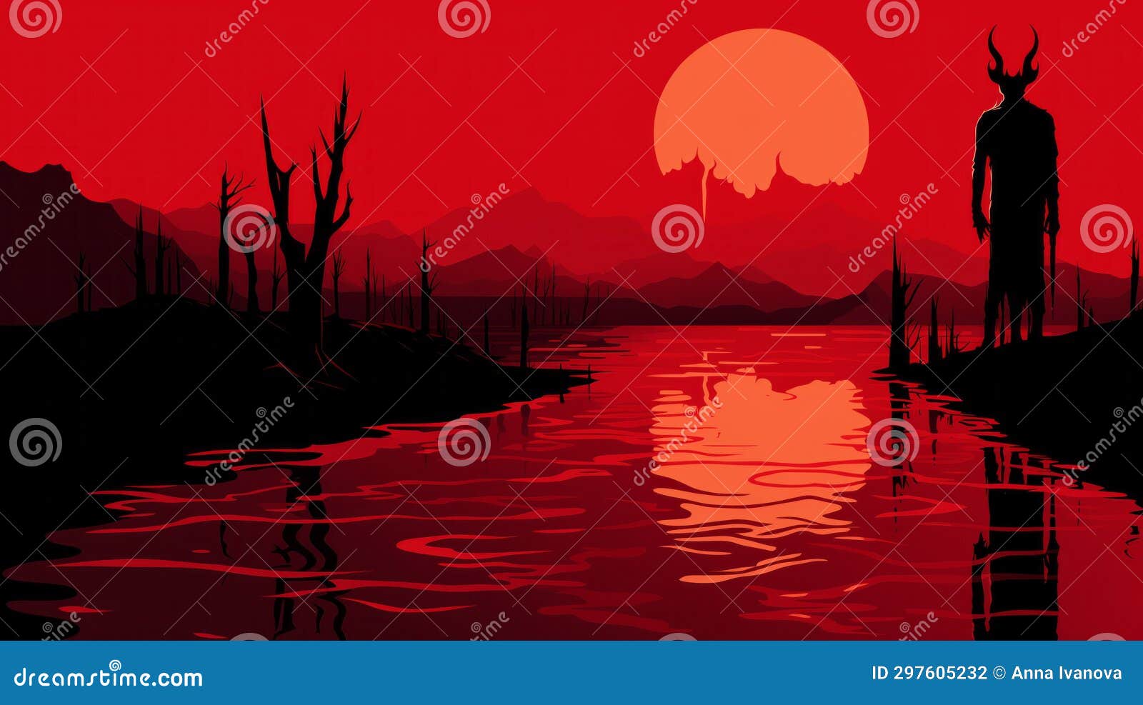 Hell Landscape, Infernal Stone Cave Cartoon | CartoonDealer.com #164486083