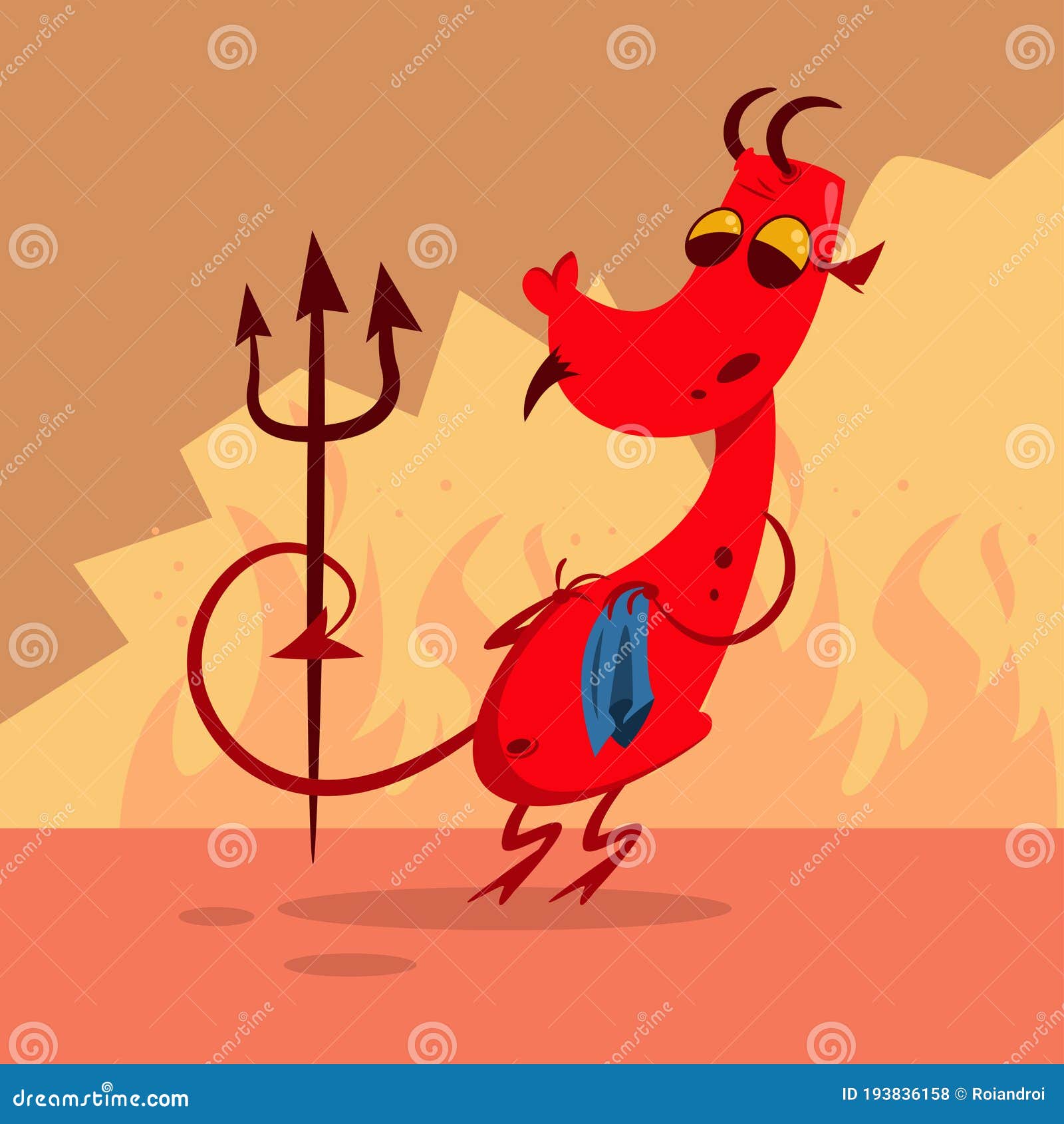 Devil in Hell Cartoon Character Vector Stock Vector - Illustration of ...