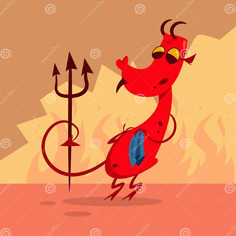 Devil in Hell Cartoon Character Vector Stock Vector - Illustration of ...