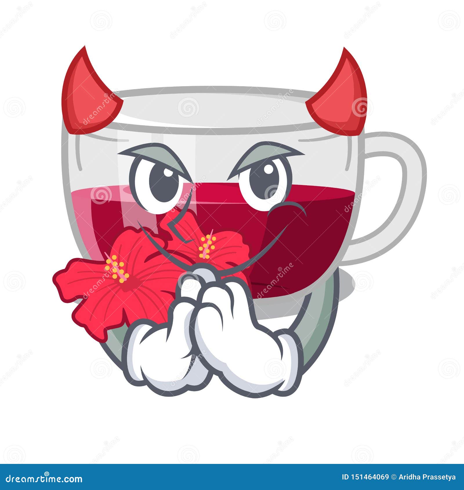 Devil Hibiscus Tea is Served Character Glasses Stock Vector ...