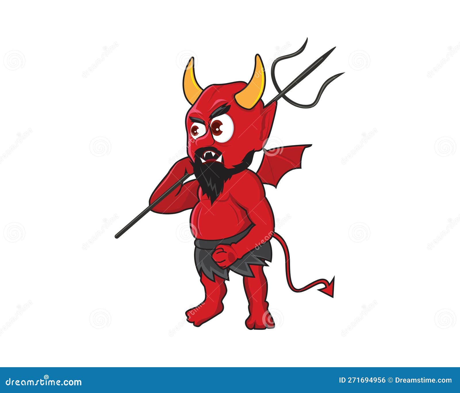 Devil Holding Trident Illustration Visualized with Cartoon Style Stock ...