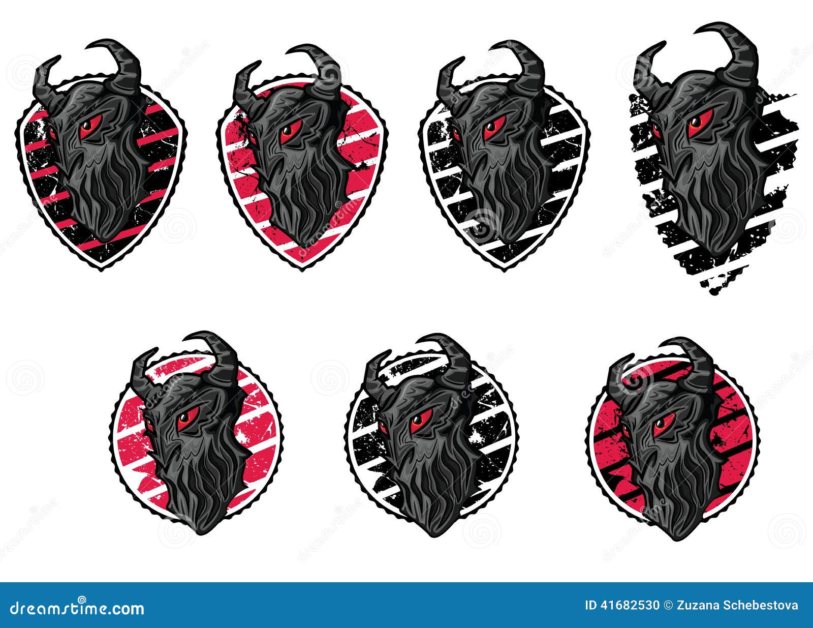 Devil Horror Profile on the Textured Striped Background Stock ...