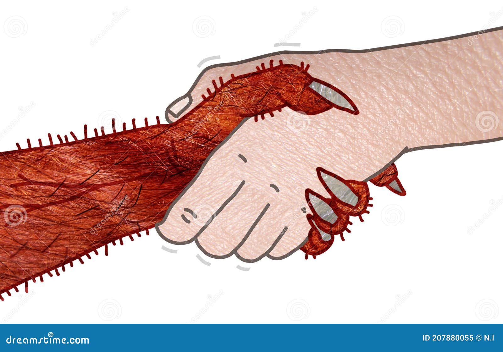 Devil and Human Shaking Hands Stock Illustration - Illustration of hell ...
