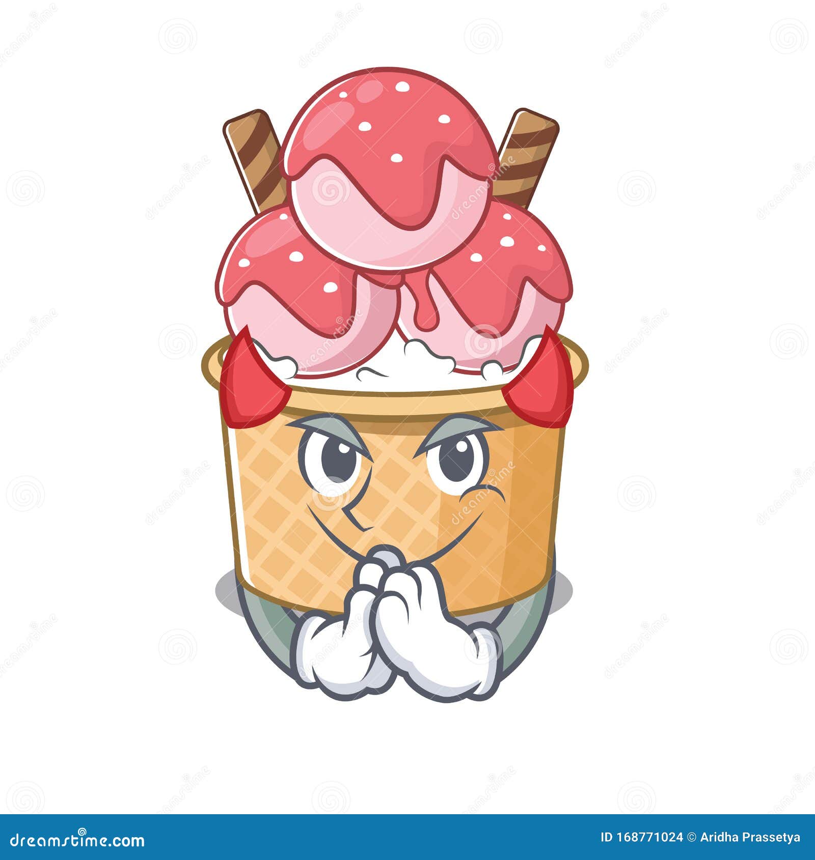 Devil Ice Cream Sundae Cartoon in Character Design Stock Vector ...