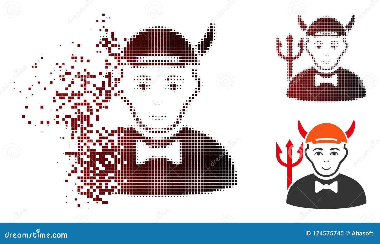 Fragmented Pixel Halftone Devil Icon Stock Vector - Illustration of ...