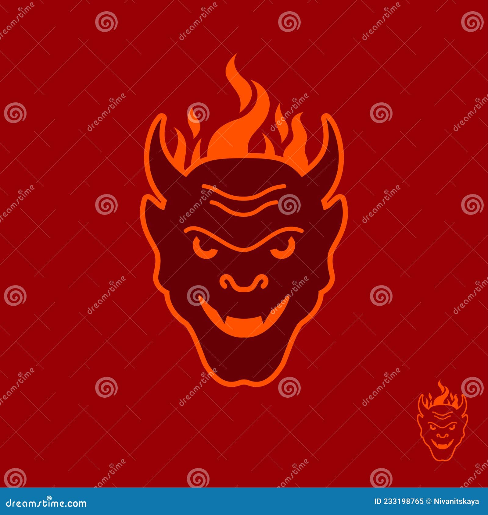 Devil Icon. Muzzle of Devil with Fire. Hell Symbol Stock Vector ...