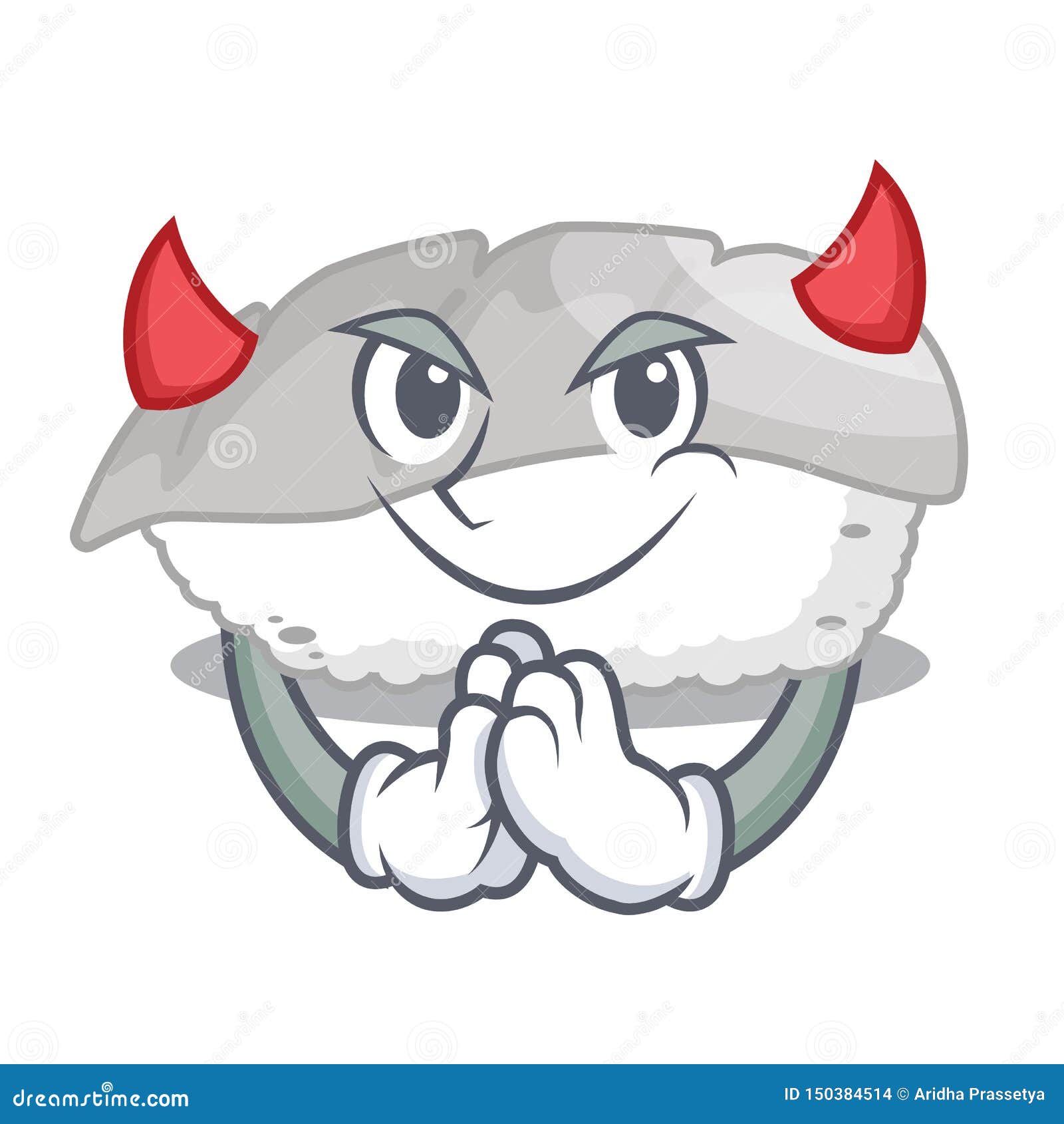 Devil Ika Sushi In The Cartoon Shape Vector Illustration ...